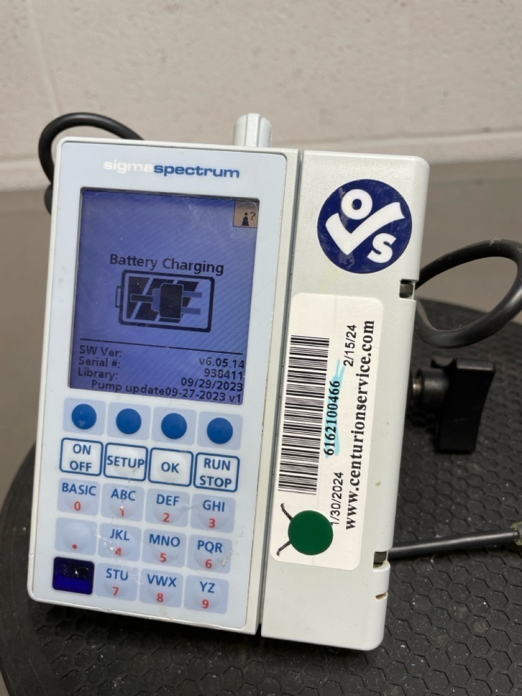 SIGMA SPECTRUM INFUSION PUMP W/ WIRELESS BATTERY MODULE B/G, POWER CORD ...