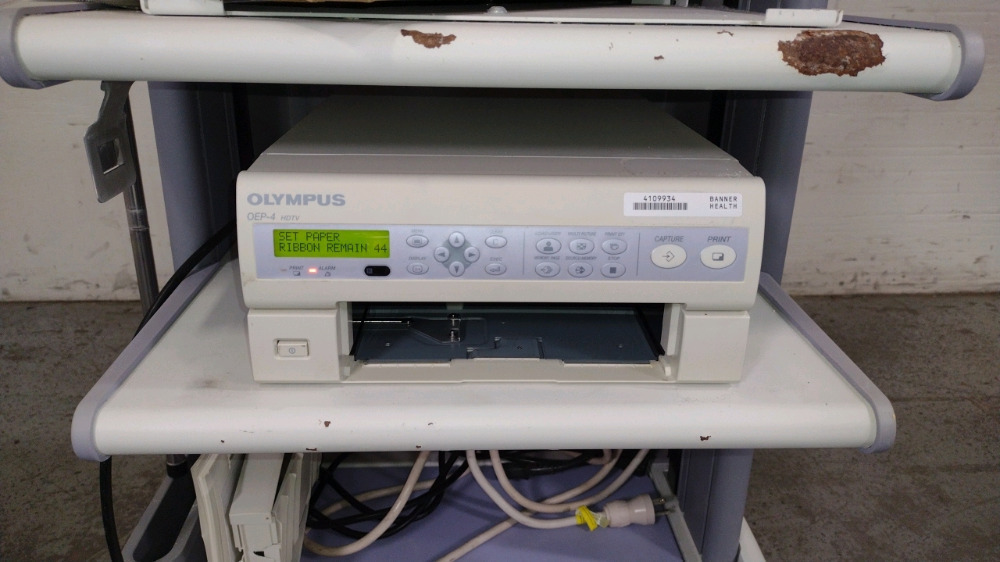 OLYMPUS ENDOSCOPY TOWER TO INCLUDE: OEP-4 HDTV PRINTER, VTS MONITOR, WM ...