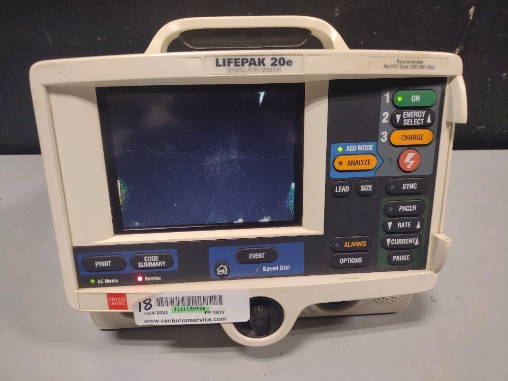 MEDTRONIC/PHYSIO-CONTROL LIFEPAK 20E BIPHASIC DEFIB WITH PACING, 3 LEAD ...