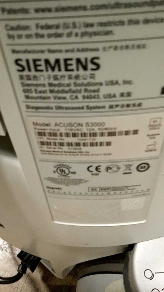 SIEMENS ACUSON S3000 HELX EVOLUTION ULTRASOUND MACHINE (SERIAL# 212809 ...