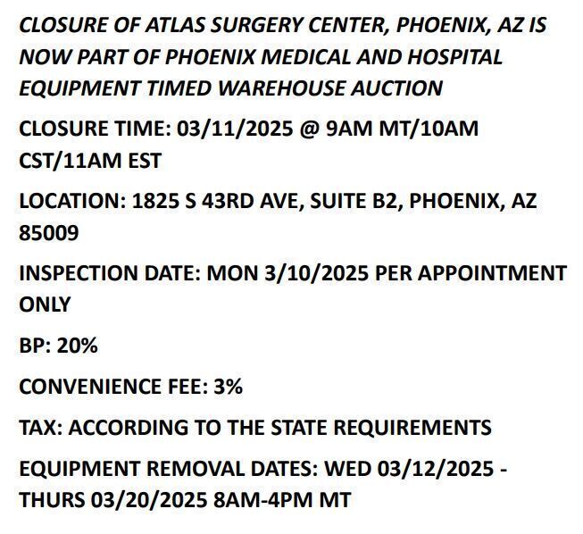 IMPORTANT INFORMATION ON ATLAS SURGERY CENTER & PHOENIX MEDICAL LOT ...