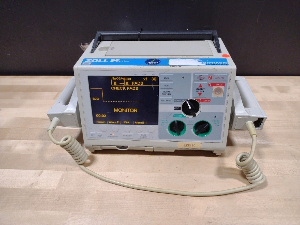 ZOLL M SERIES DEFIB WITH PACING, 3 LEAD ECG, SPO2, ANALYZE, PADDLES ...