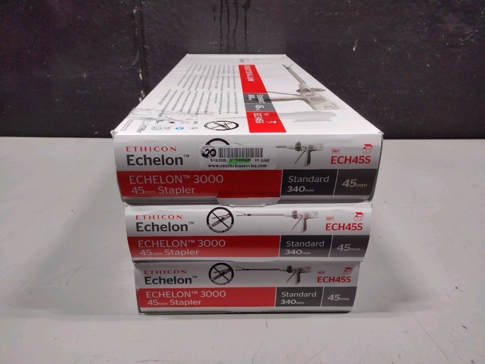 LOT OF (3) ETHICON ENDO-SURGERY ECH45S ECHELON 3000 45MM STAPLERS (IN-DATE)