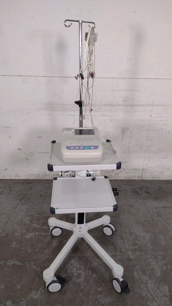 NIHON KOHDEN CARDIOFAX M ECG/EKG MACHINE WITH PATIENT CABLES ON ROLLING ...