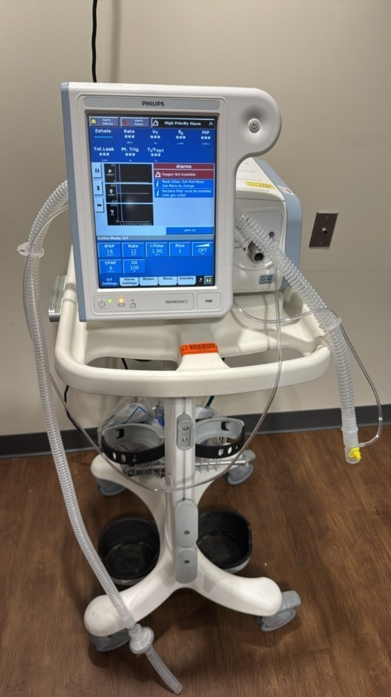 PHILIPS RESPIRONICS V60 VENTILATOR ON ROLLING STAND LOCATED AT: LOCATED ...