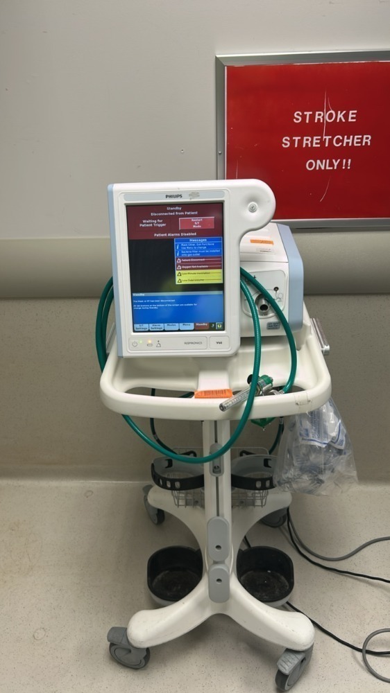 PHILIPS RESPIRONICS V60 VENTILATOR ON ROLLING STAND LOCATED AT: LOCATED ...