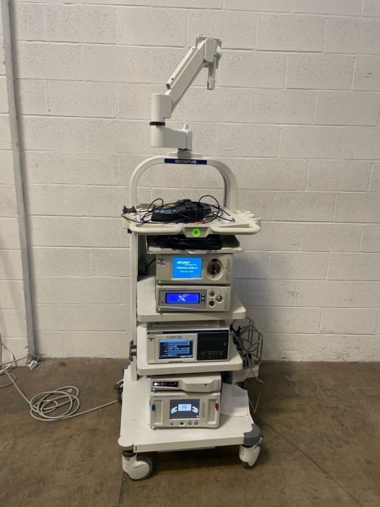 OLYMPUS ENDOSCOPY TOWER TO INCLUDE: STRYKER PNEUMO SURE HIGH FLOW ...