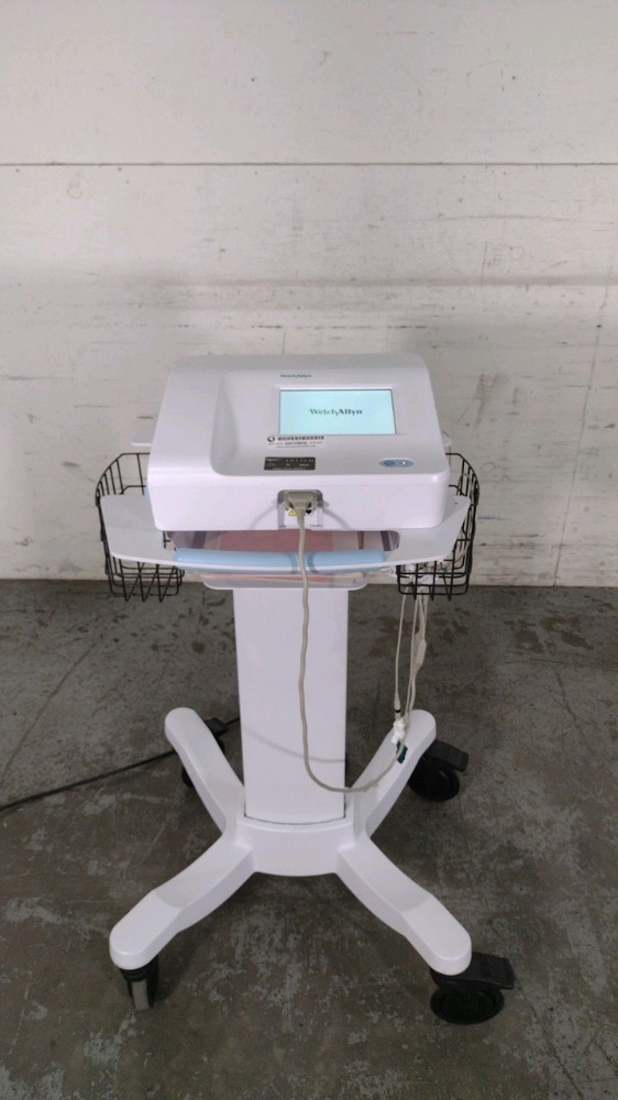 WELCH ALLYN CP150 ECG/EKG MACHINE WITH PATIENT CABLES ON ROLLING CART
